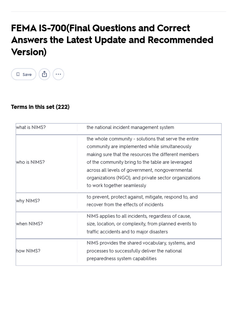 FEMA Is-700 (Final Questions and Correct Answers The Latest Update and ...