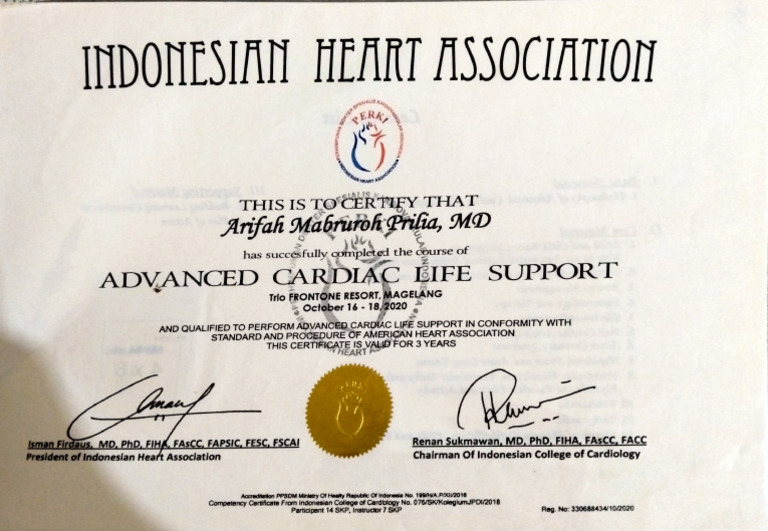 Advanced Cardiac Life Support Certification | PDF