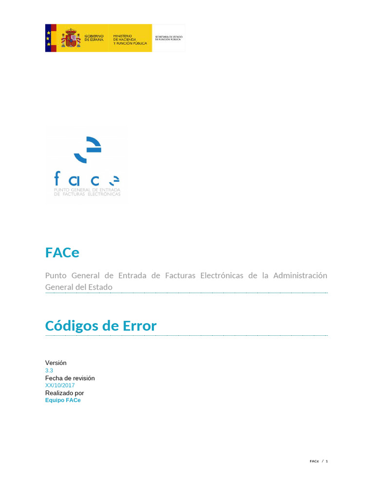 FACe - Codigos de Error | PDF | Jabón | Estándares informáticos