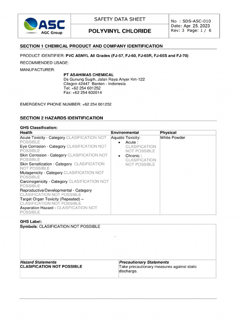 Sds PVC Resin | PDF