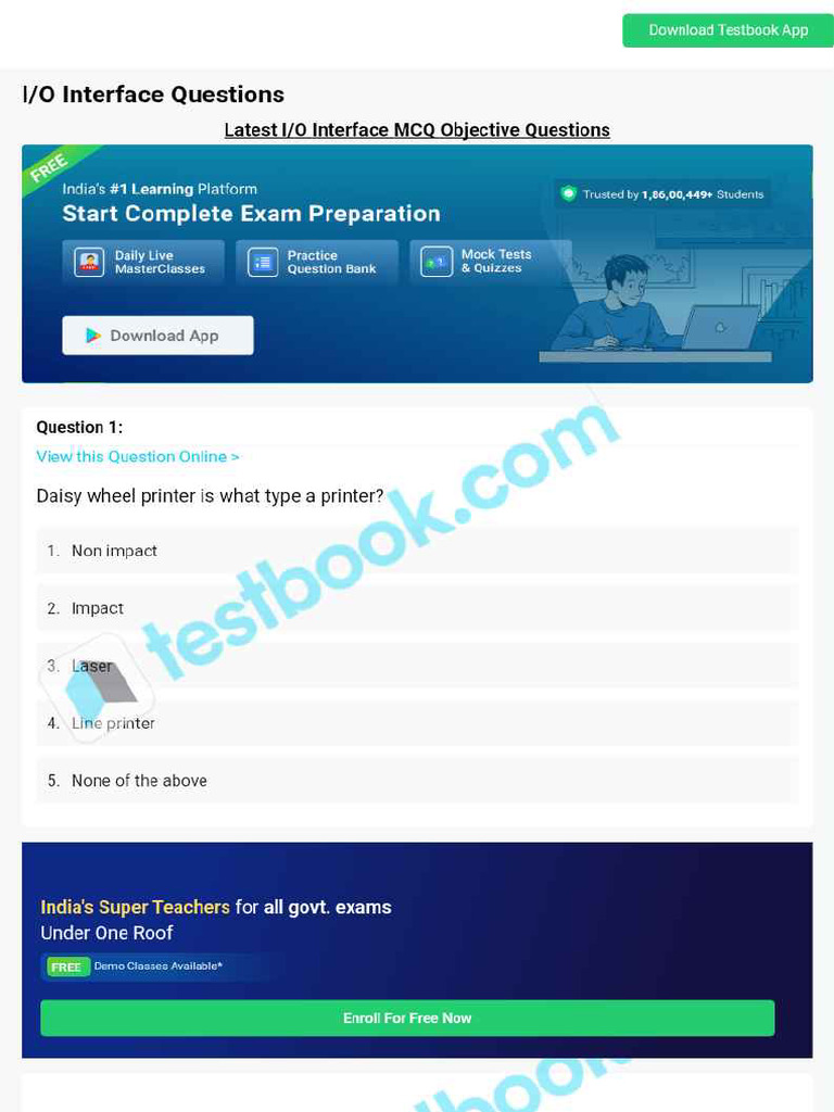 MCQ On Io Interface 5eea6a0a39140f30f369dadc | PDF