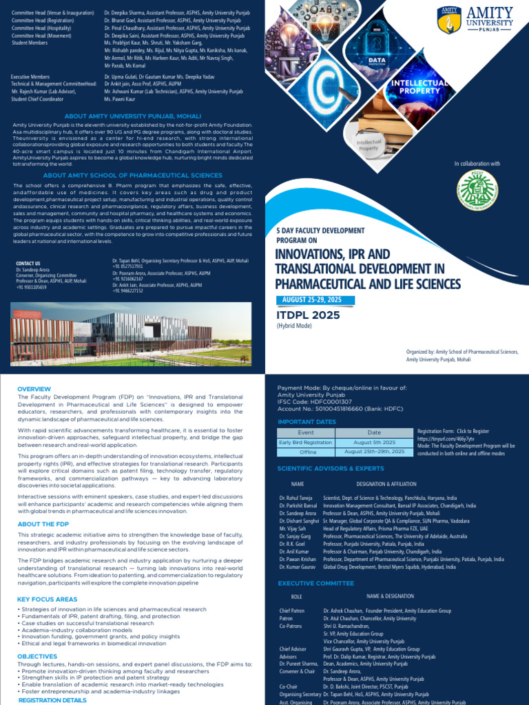 FDP ATDPL Amity Univ Punjab Final - BROCHURE FOLD | PDF