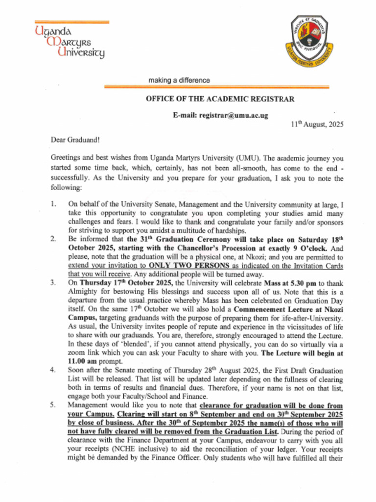 Graduation Circular, 2025 | PDF