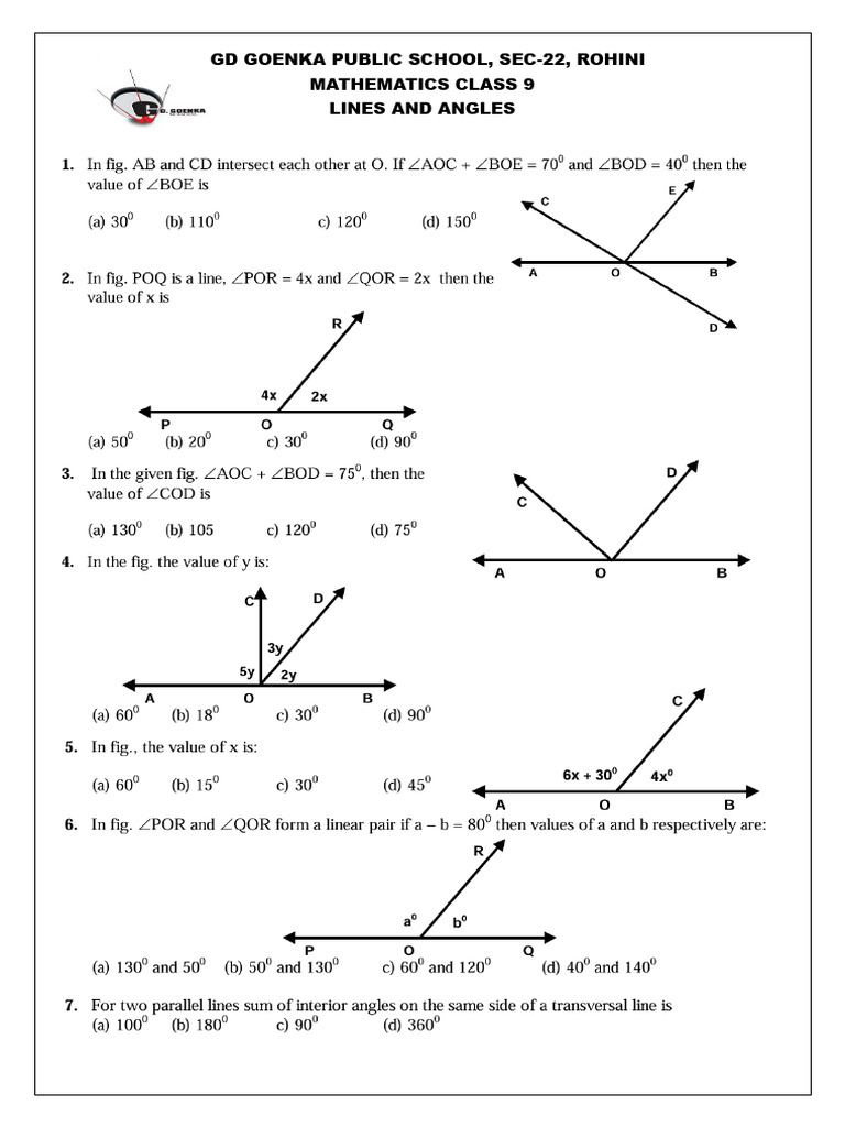 Ch-6 Lines and Angles - Assignment | PDF