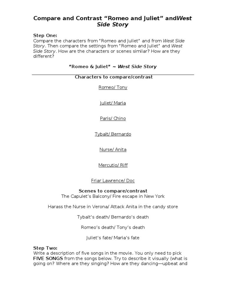 Romeo and Juliet & West Side Story | PDF | Romeo And Juliet ...