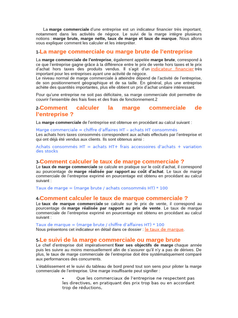 Calcul du Taux de Marge et de Marque | PDF | Business | Valeur ajoutée