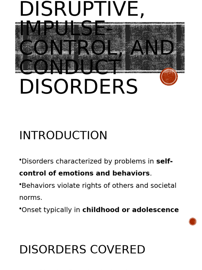 Disruptive Impulse-Control Disorders Overview | PDF | Mental Disorder ...