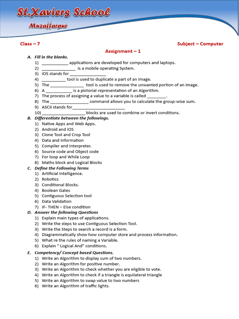 Class 7 Computer Assignment (HY) | PDF