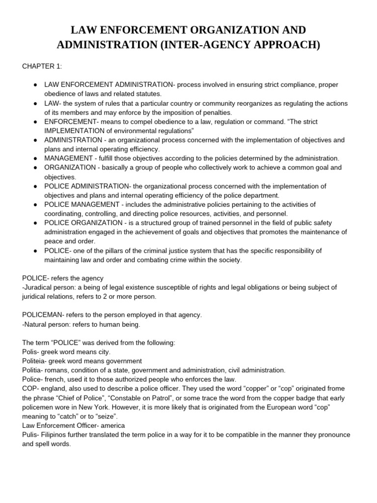Law Enforcement Organization Overview | PDF | Police | Inspector