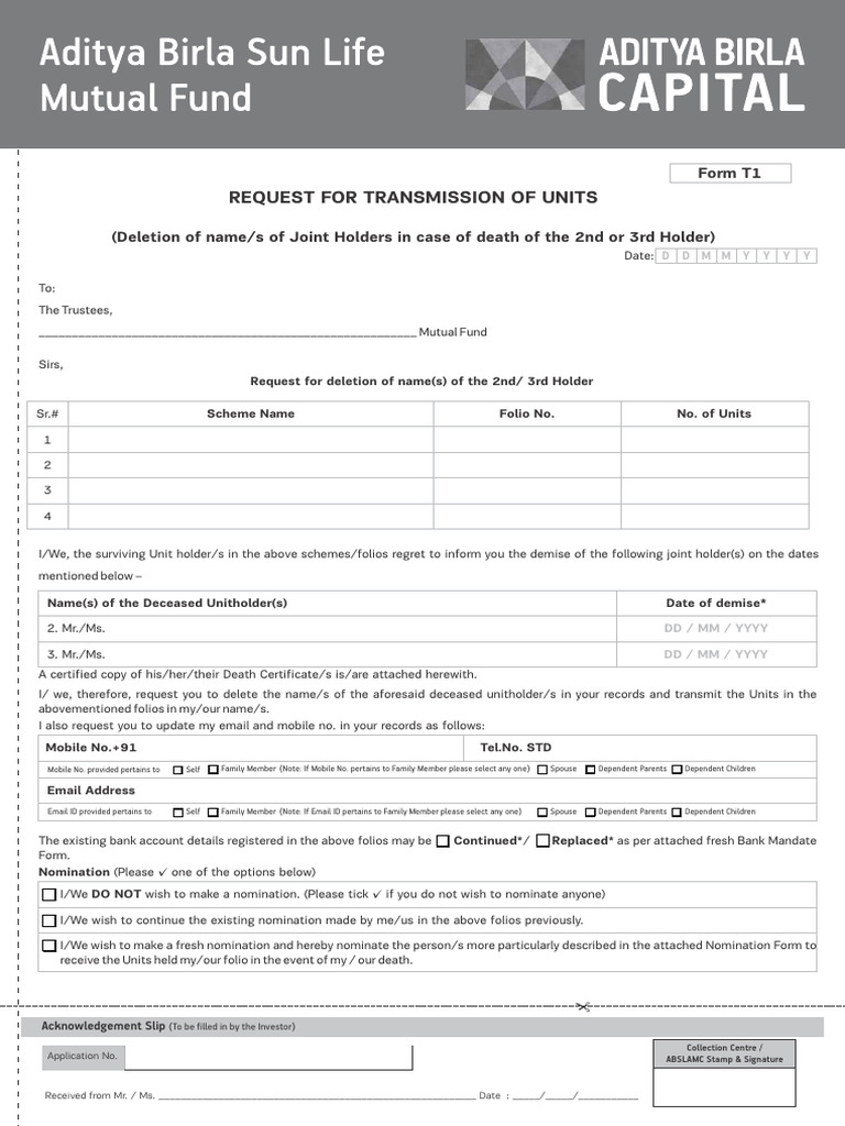 T1 Form For Deletion of Name of Deceased Editable | PDF