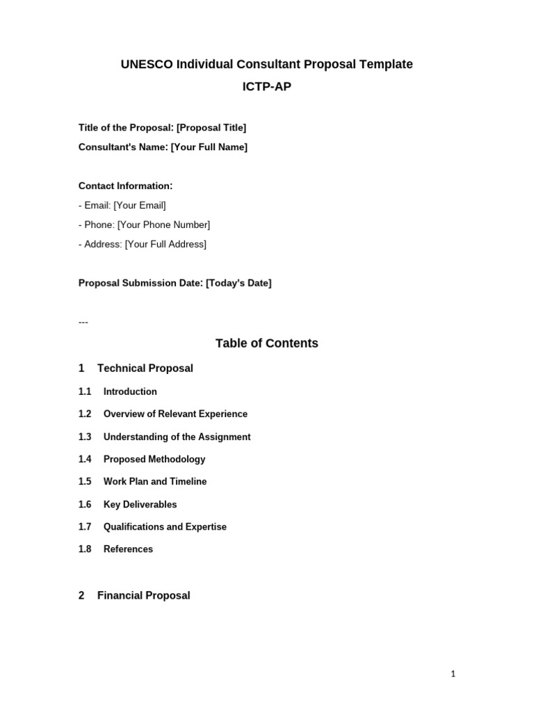 UNESCO Consultant Proposal Template | PDF | Methodology | Evaluation