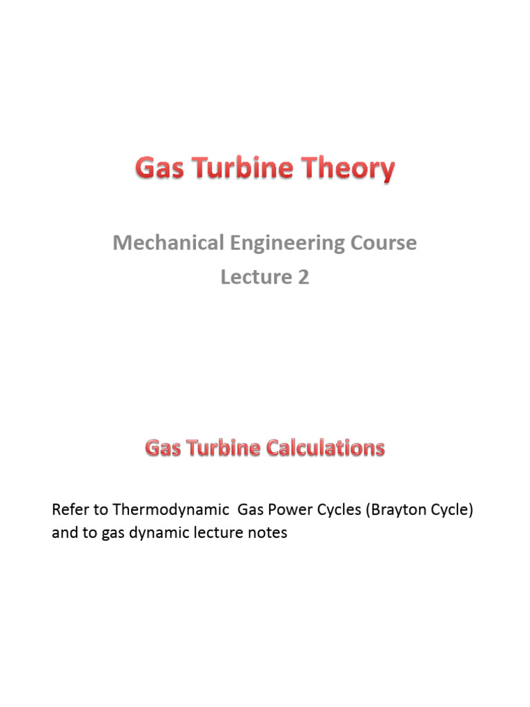 Gas Turbine Theory Lecture 2 | PDF | Gases | Gas Turbine