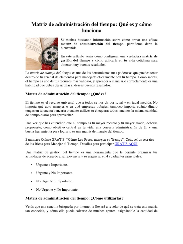 Matriz de administración del tiempo | PDF | Business | Science