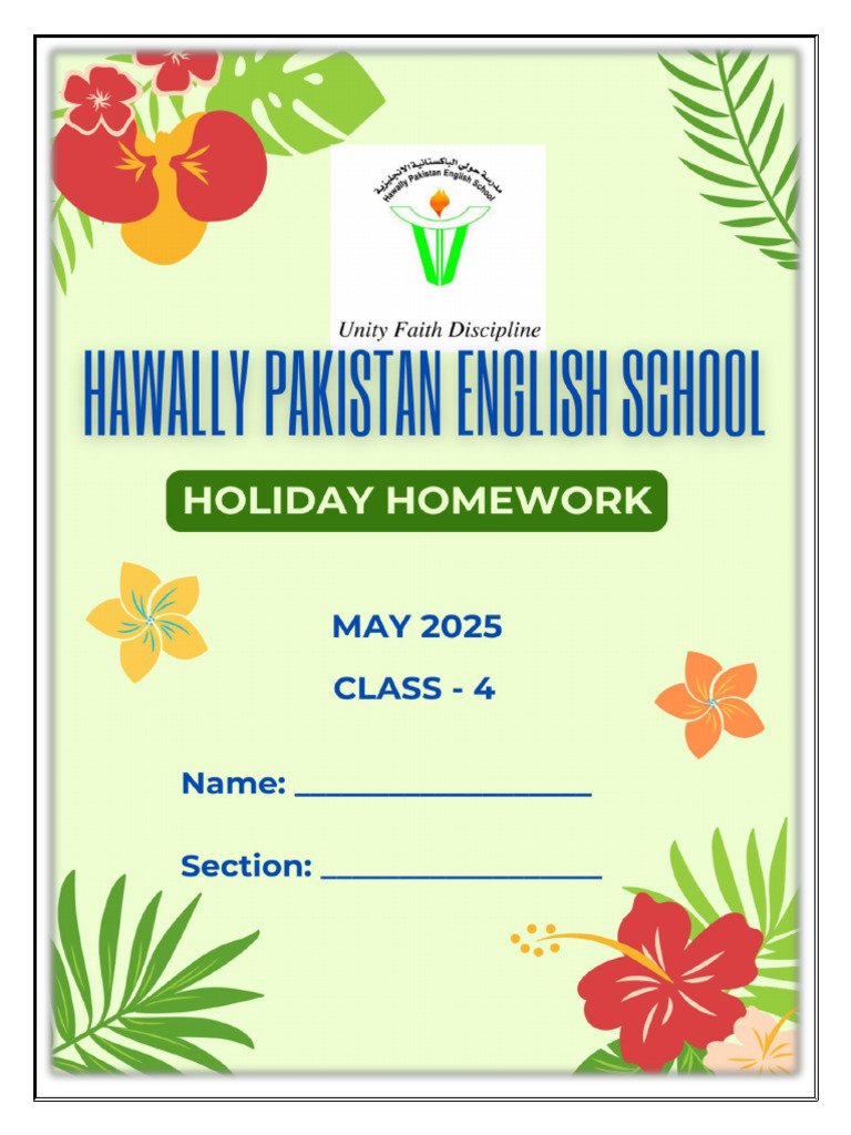 Class 4 Summer Holiday Homework 2025 | PDF | English Language | Word
