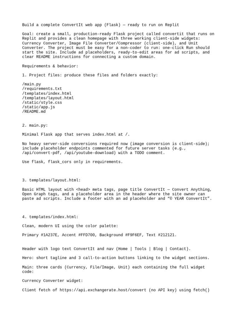 Pasted Build a Complete ConvertIt Web App Flask Ready to Run on Replit ...