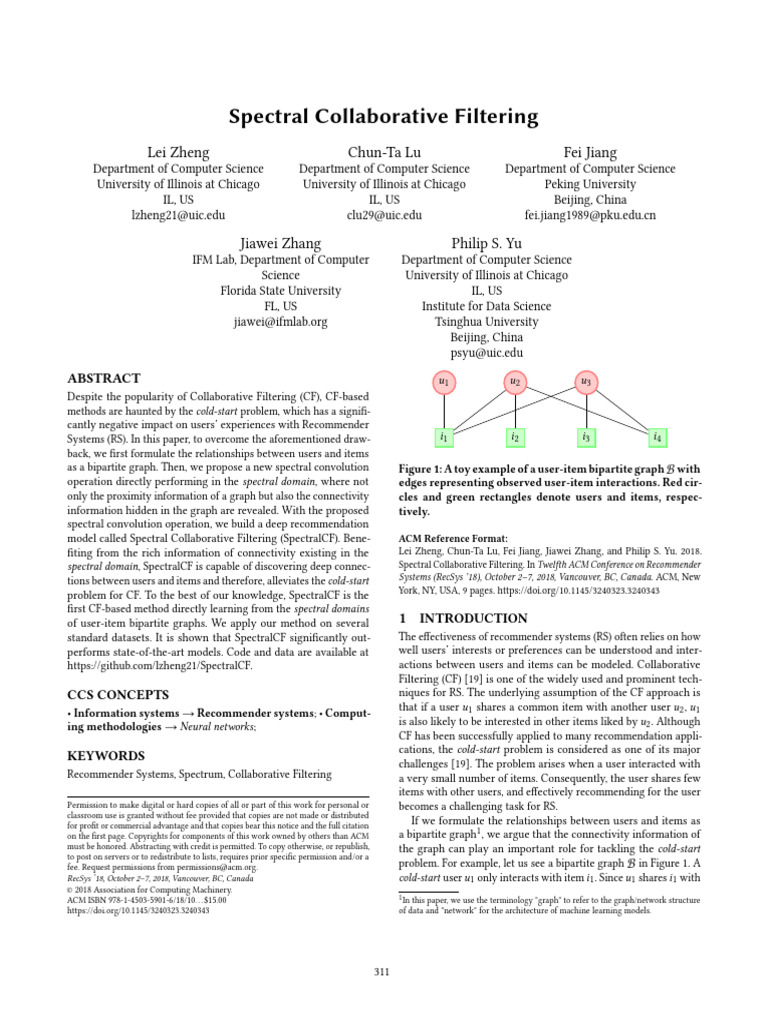 Spectral Collaborative Filtering | PDF | Eigenvalues And Eigenvectors ...