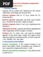 IUPAC Naming Rules for Coordination Compounds | PDF