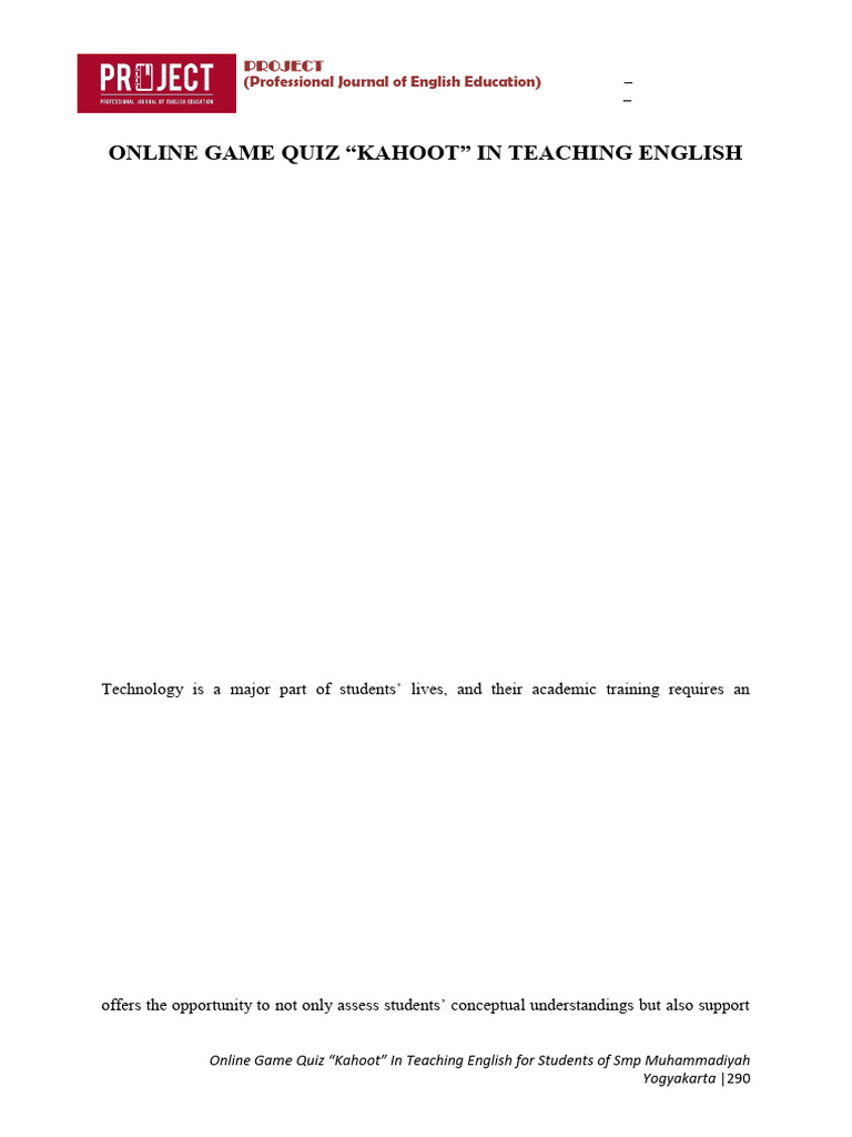 Kahoot in English Teaching at SMP Muhammadiyah | PDF | Learning ...