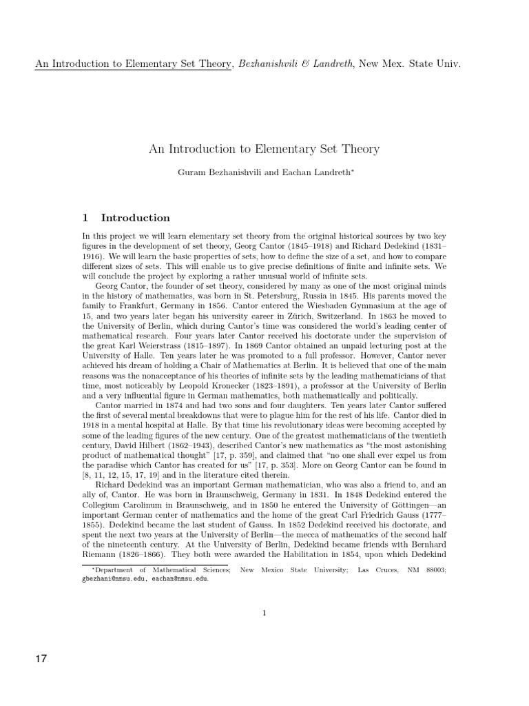 Elementary Set Theory Overview | PDF | Mathematical Relations ...