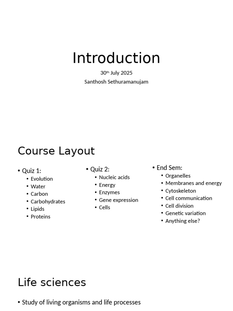 1 - Introduction to Life Sciences | PDF | Cell (Biology) | Evolution