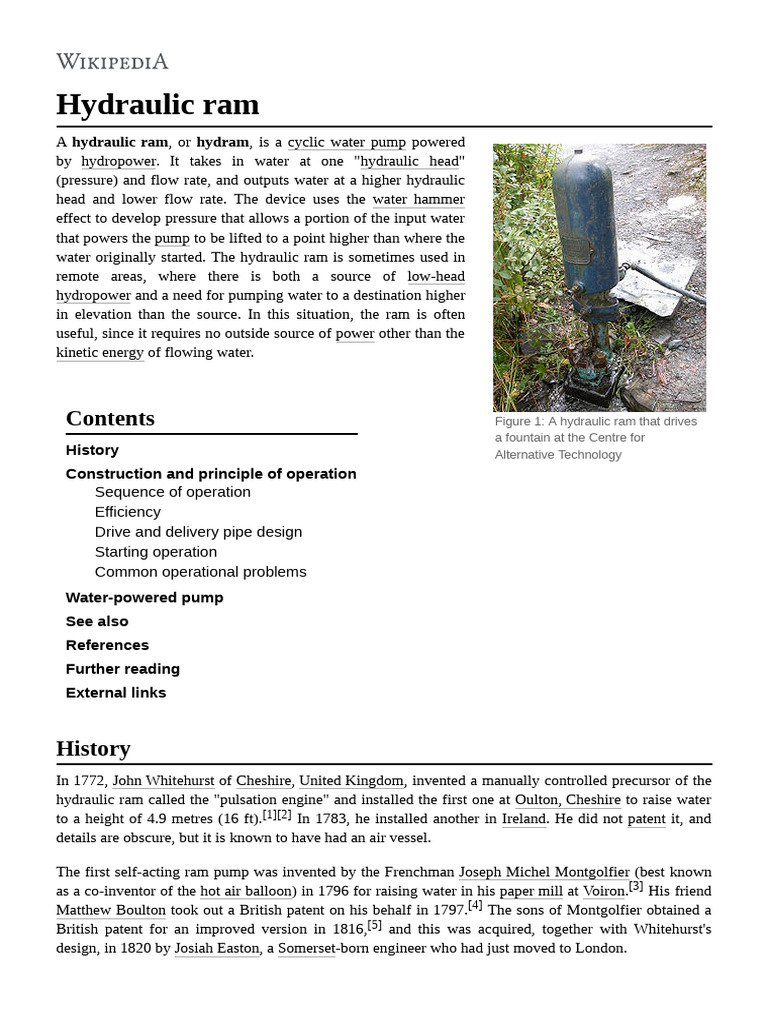 Overview of Hydraulic Ram Pumps | PDF | Gas Technologies | Hydraulics