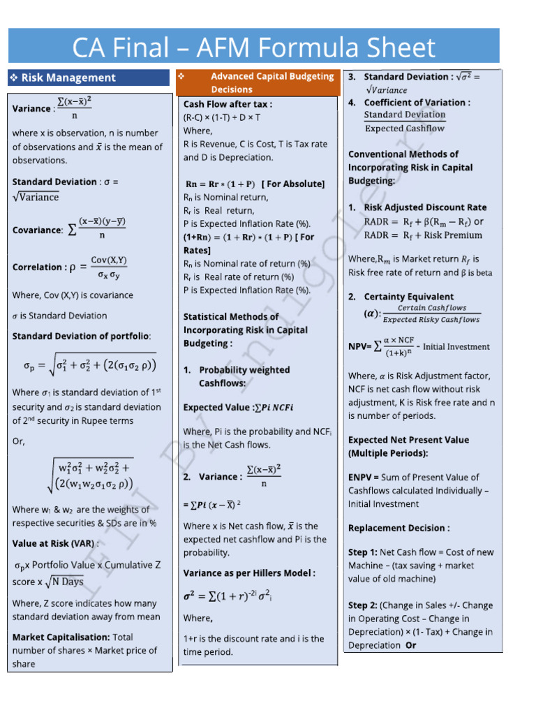 Formula Sheet | PDF