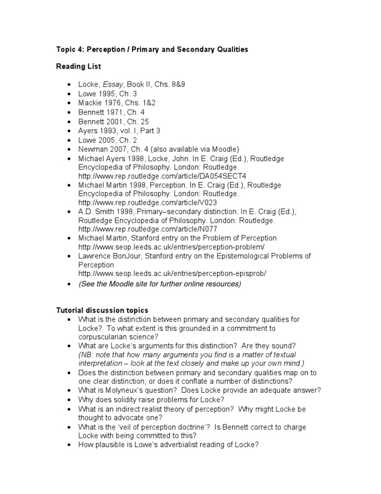 Understanding Locke's Qualities in Perception | PDF