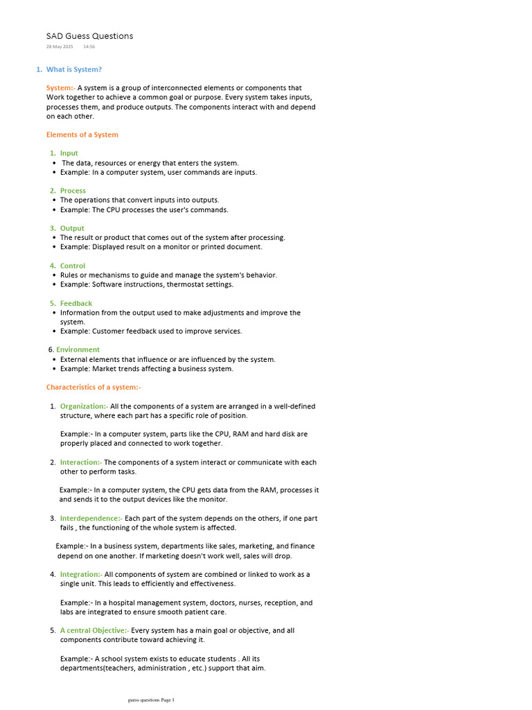 SAD Guess Questions | PDF | Software Testing | Software Development