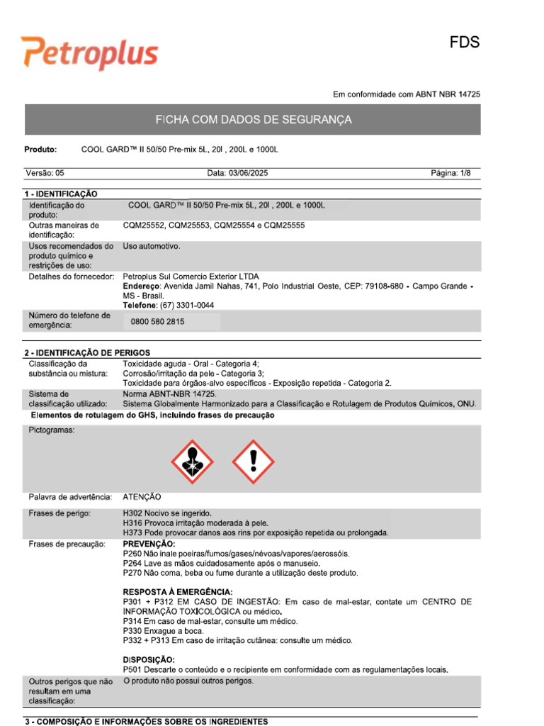 COOL GARD™ II 50 50 Pre-Mix 5l, 20l, 200L e 1000L | PDF