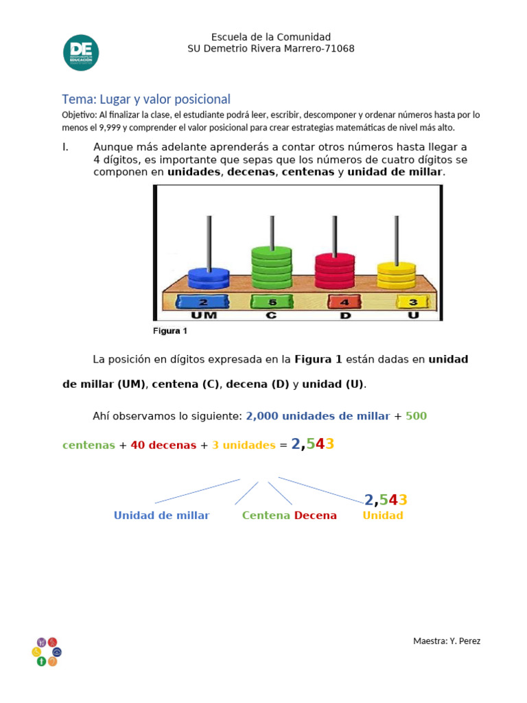 Valor Posicional en Números de 4 Dígitos | PDF | Codificaciones ...