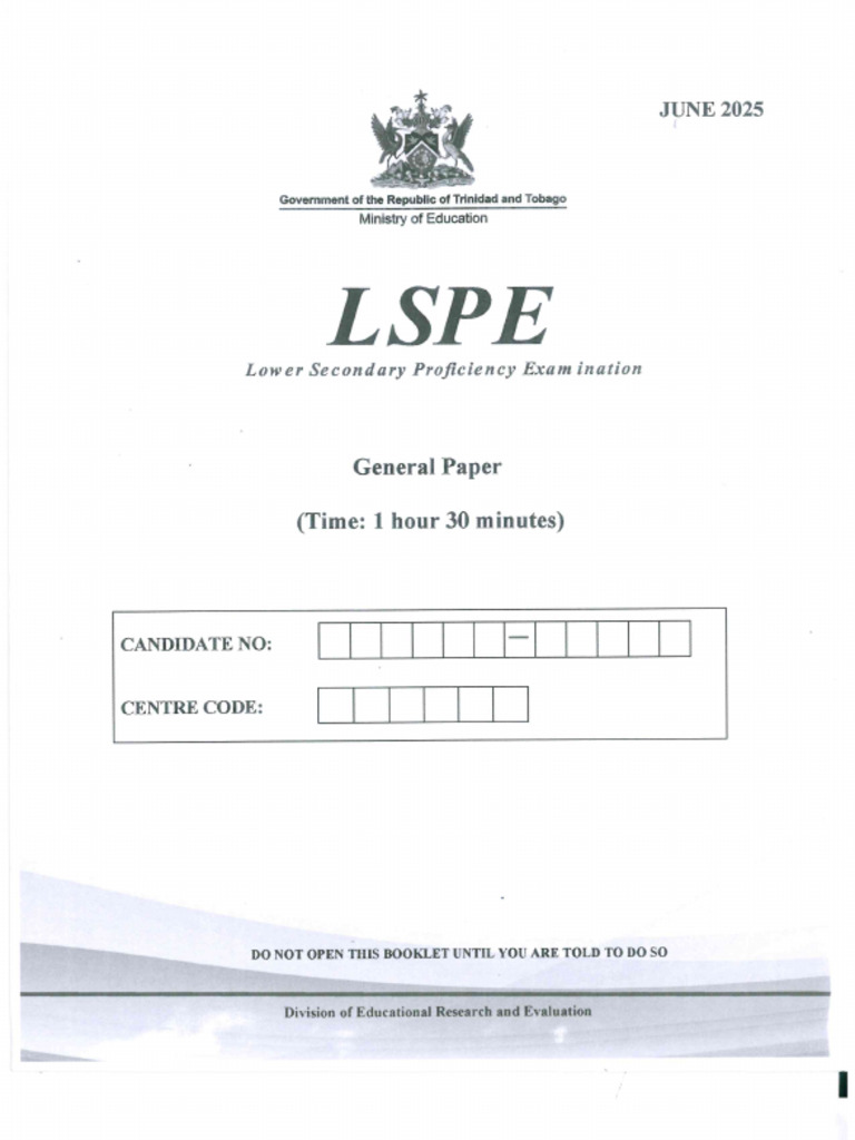 Lspe General Paper 2025 | PDF