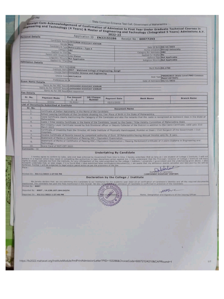 Cet Marksheet | PDF