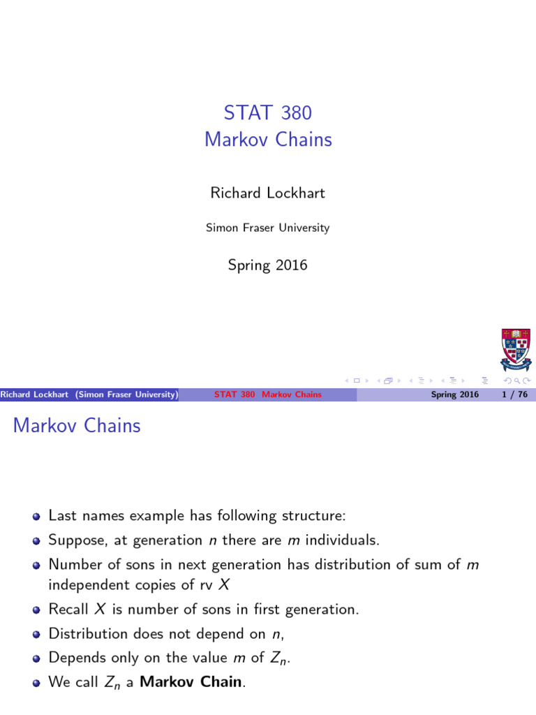 Markov Chains Lecture | PDF | Eigenvalues And Eigenvectors | Markov Chain