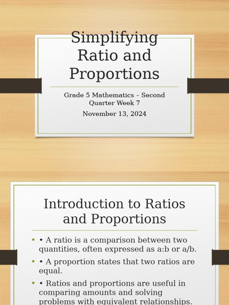 Math Ratios and Proportions Presentation | PDF