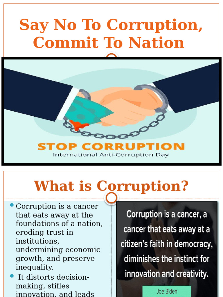 Say No To Corruption, Commit To Nation | PDF