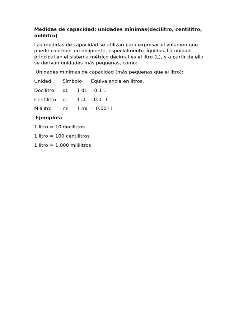 Medidas de Capacidad 2do Año | PDF