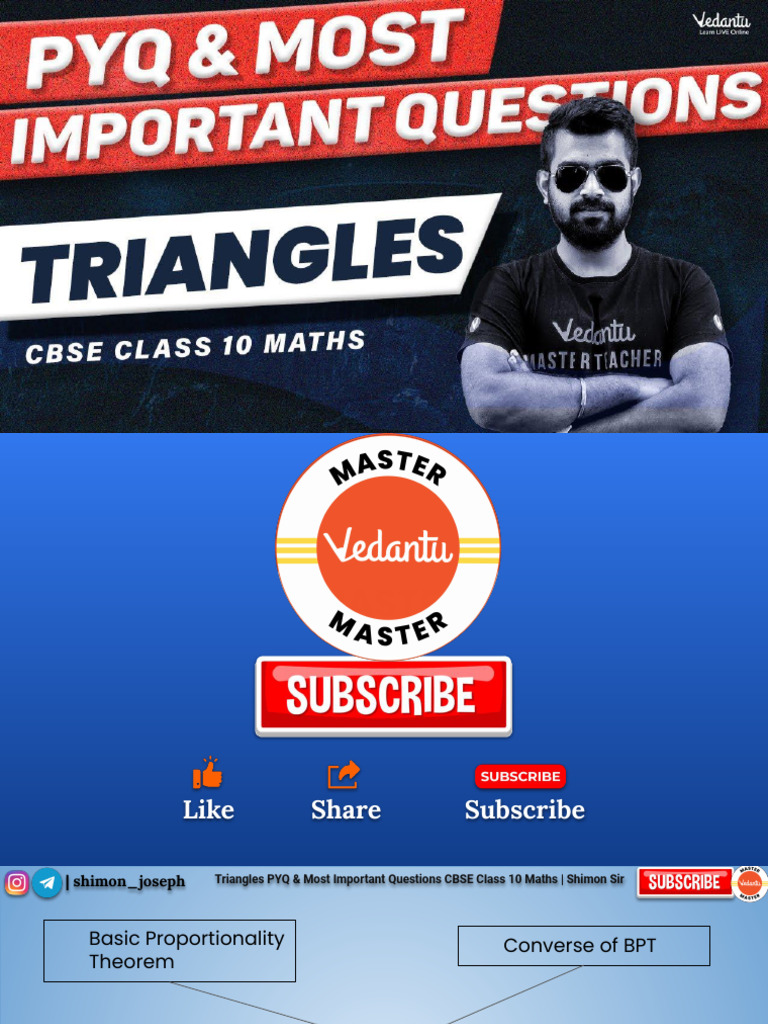 Triangles PYQ for Class 10 Maths | PDF | Triangle | Circle
