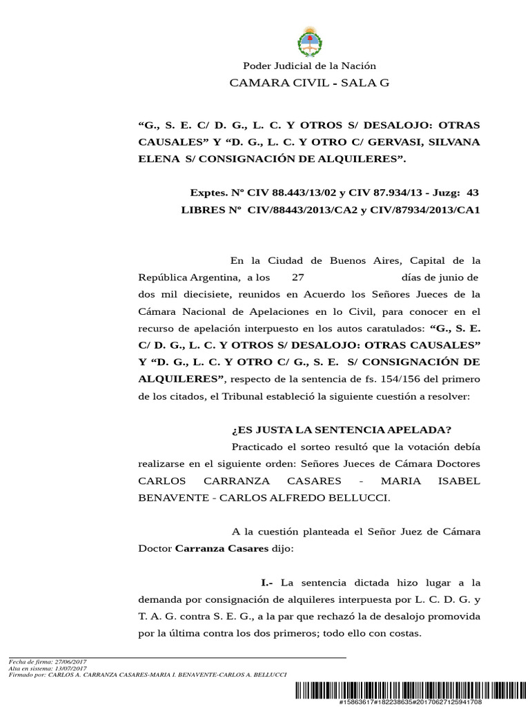 Desalojo y Consignación de Alquileres | PDF | Pagos | Sentencia (ley)