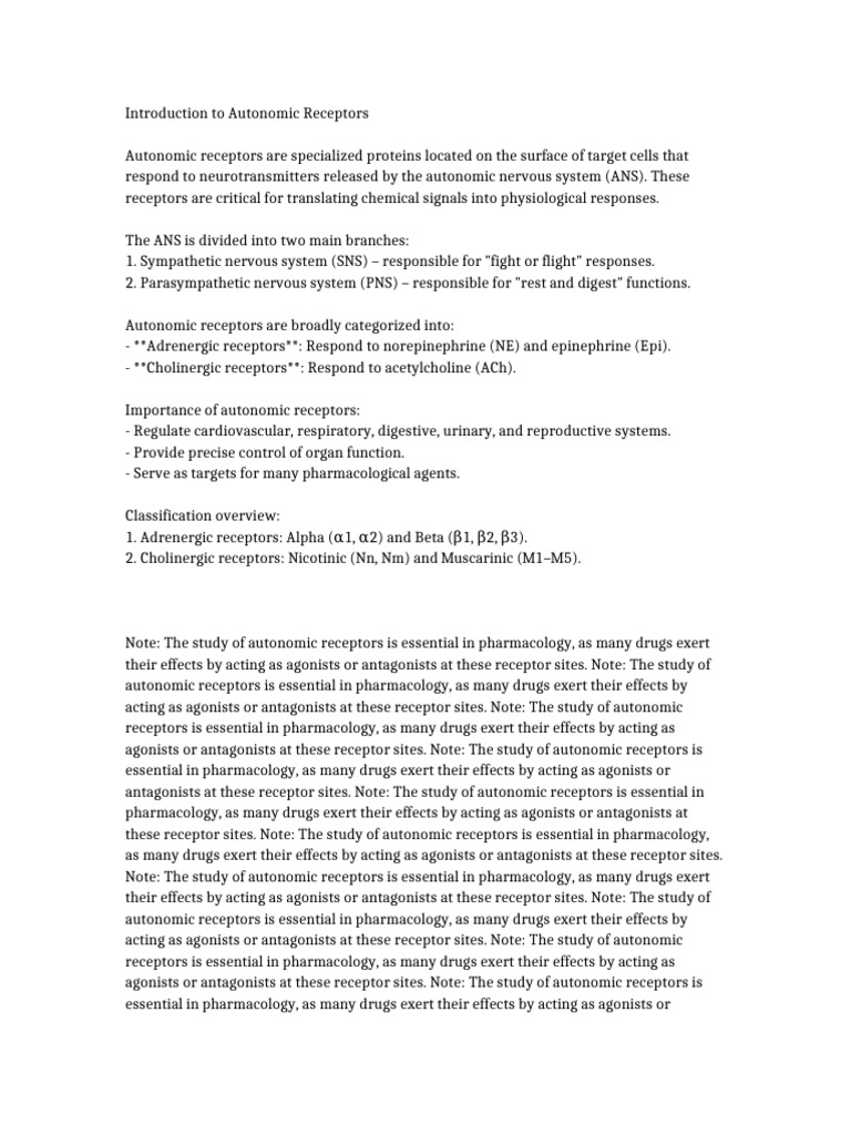 1 Introduction To Autonomic Receptors | PDF | Receptor Antagonist ...