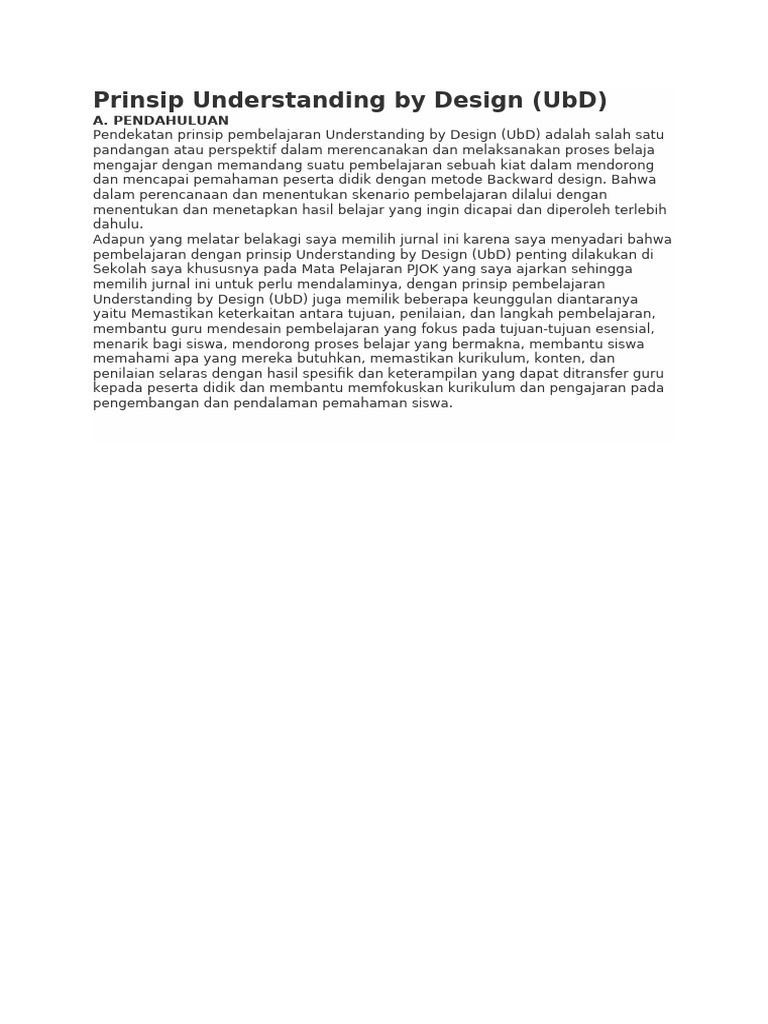 Prinsip Pembelajaran Understanding by Design | PDF