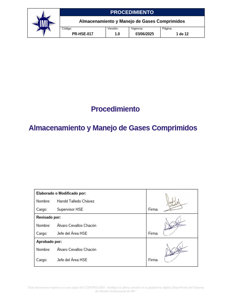 Manejo Seguro de Gases Comprimidos | PDF | ruido | Contaminación