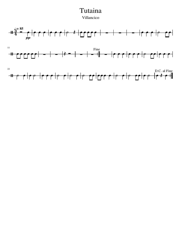 Tutaina Villancico Sheet Music | PDF