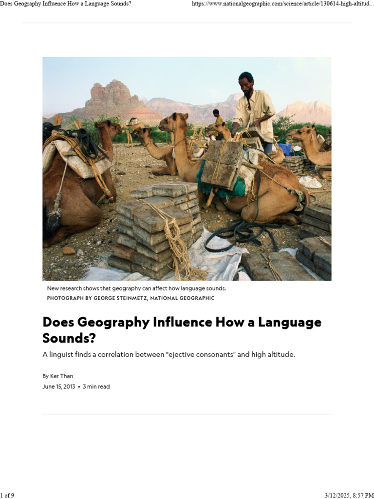 Does Geography Influence How A Language Sounds | PDF | Plateau | Andes