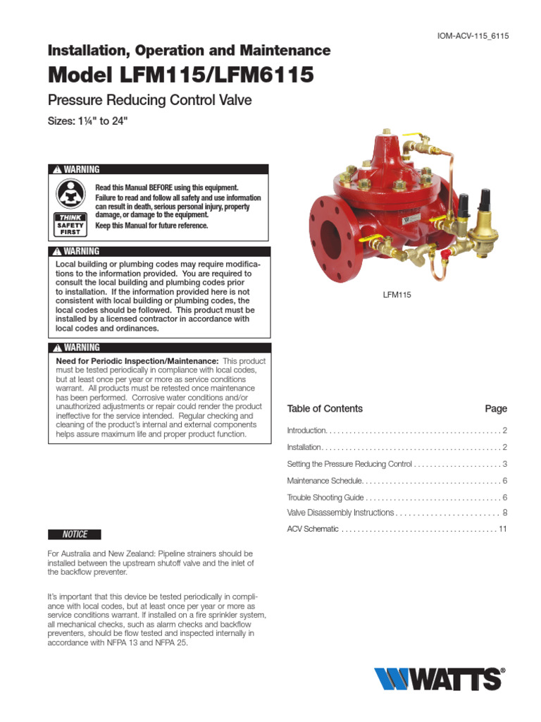 IOM-ACV-115 - 6115 Watts | PDF | Valve | Mechanical Engineering