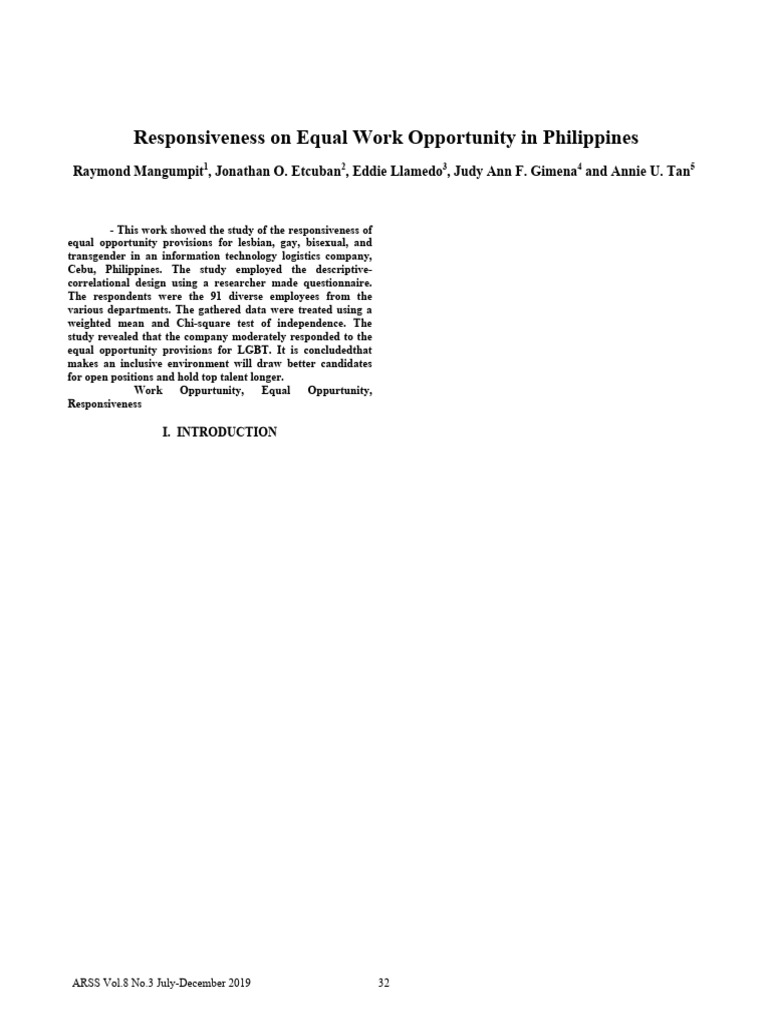 ARSS Vol.8 No.3 July December 2019 Pp. 32 36 | PDF | Discrimination ...