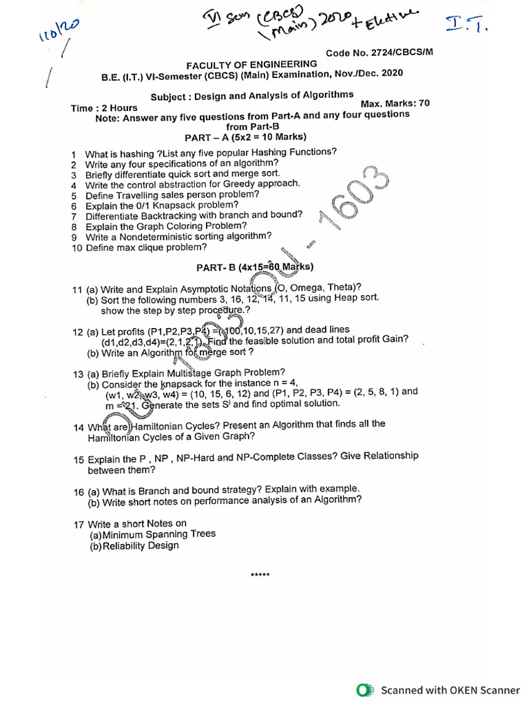 Daa Question Papers | PDF