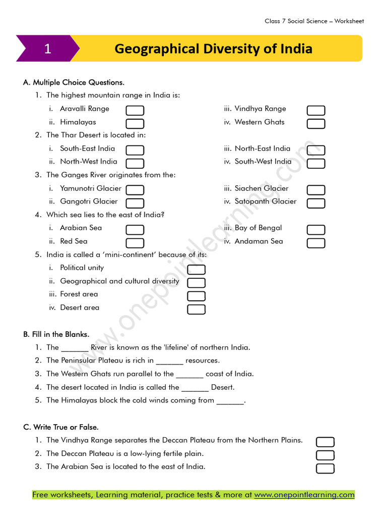 Social Science Class 7 Chapter 1 Geographical Diversity of India ...