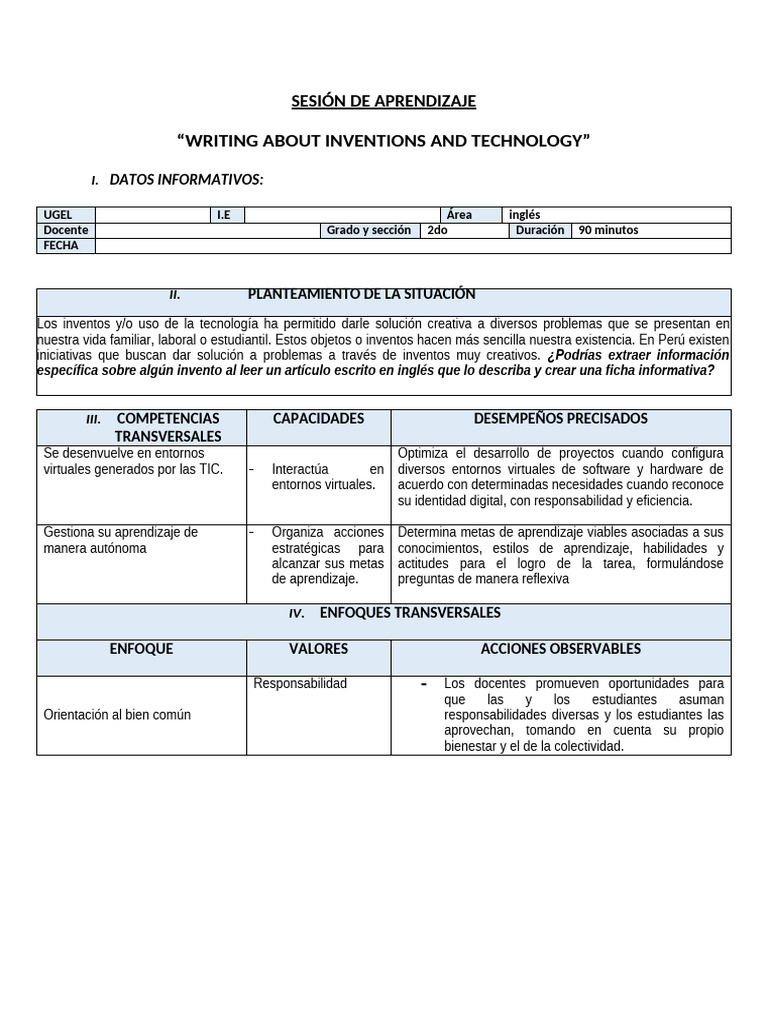 Sesion de Aprendizaje 4 SEGUNDO UDA 5 | PDF | Aprendizaje | Evaluación