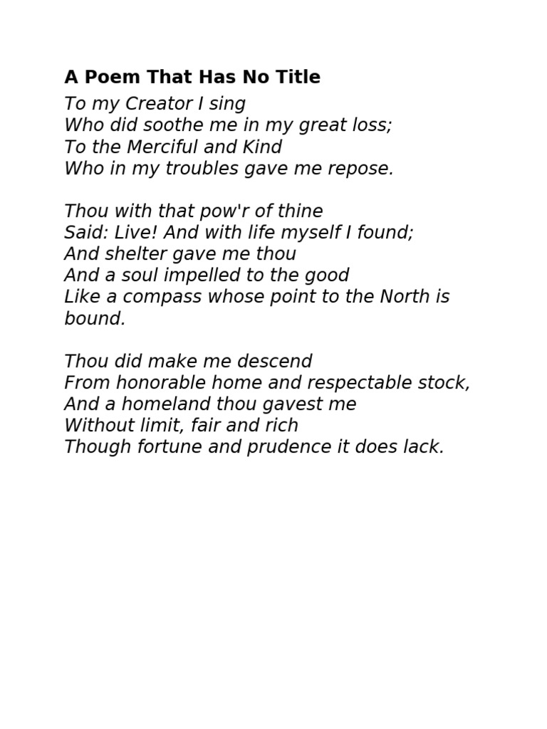 A Poem That Has No Title | PDF