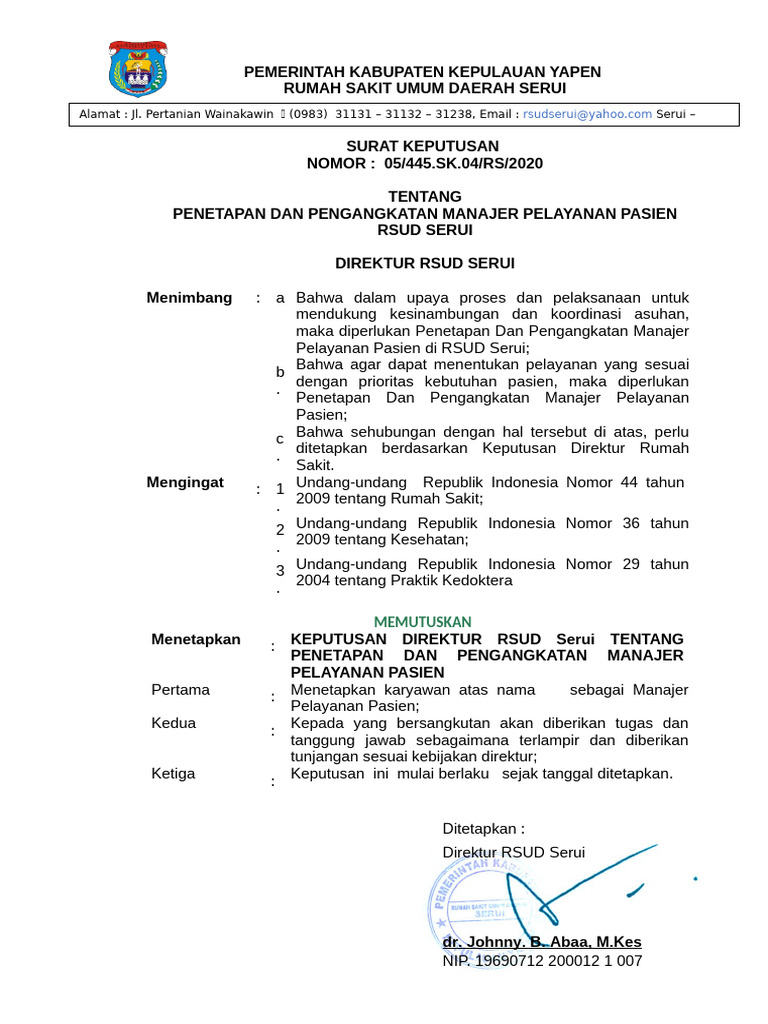 SK Penetapan MPP Dan Uraian Tugasnya | PDF